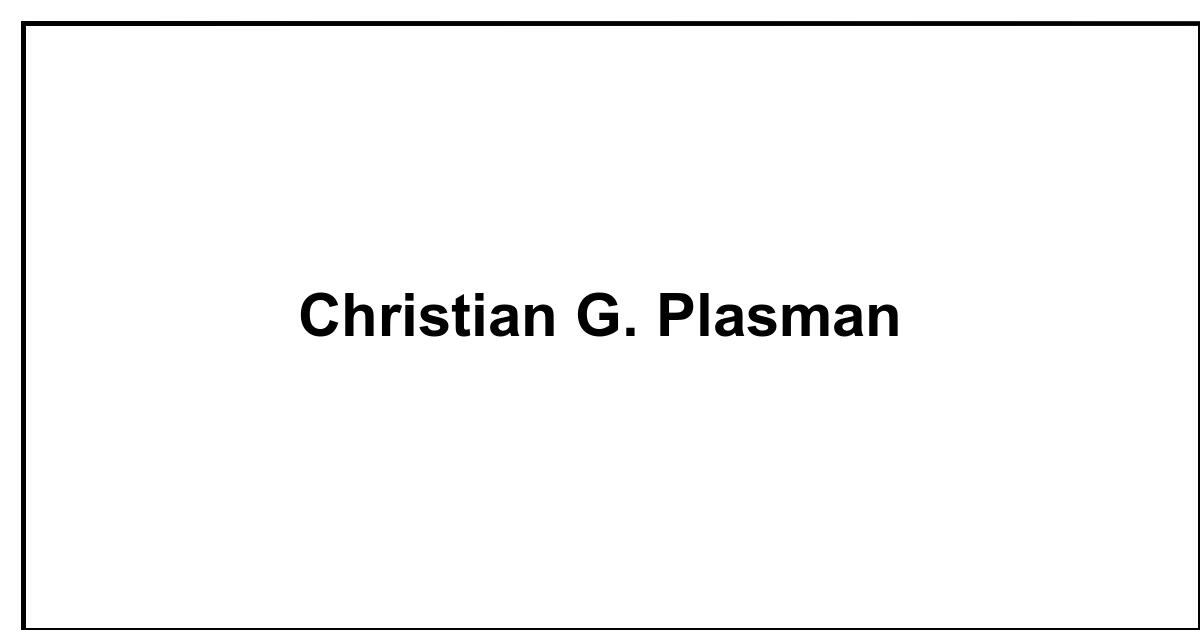 Obituary: Christian G. Plasman
